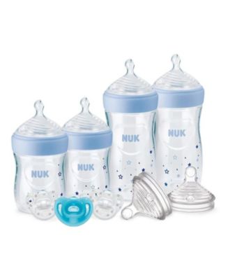 NUK Simply Natural 9 Piece Baby Bottles with SafeTemp Gift Set - Blue ...