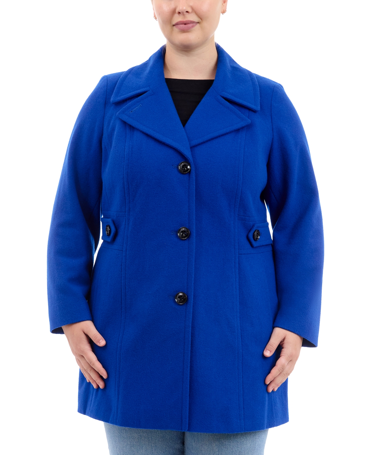 Anne Klein Plus Size Single-breasted Peacoat, Created For Macy's In ...