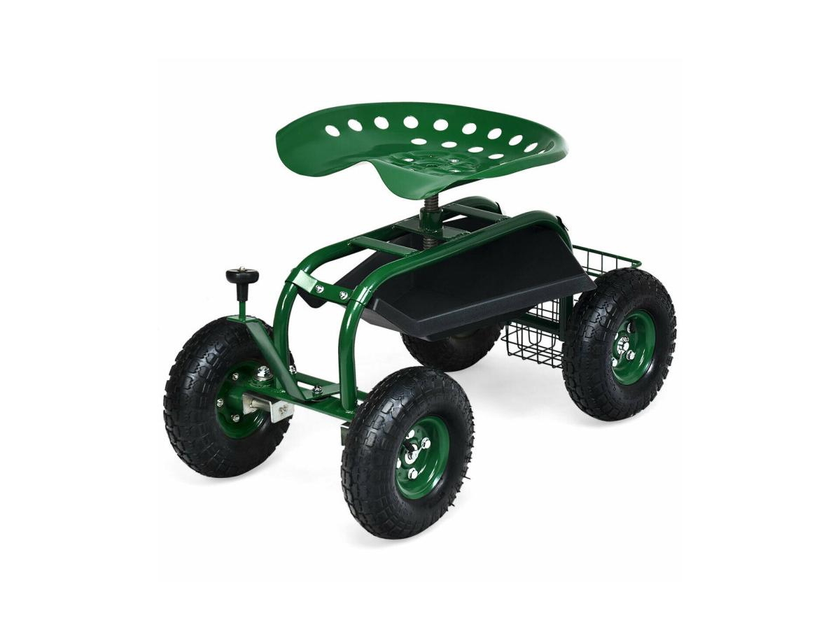 Click here for 4-Wheel Rolling Garden Cart Work Seat - Green prices