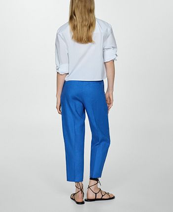 MANGO Women's 100% Linen Straight Pants - Macy's