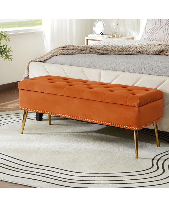 Hulala Home Modern Velvet Storage Ottoman Bench for Living Room Dining ...