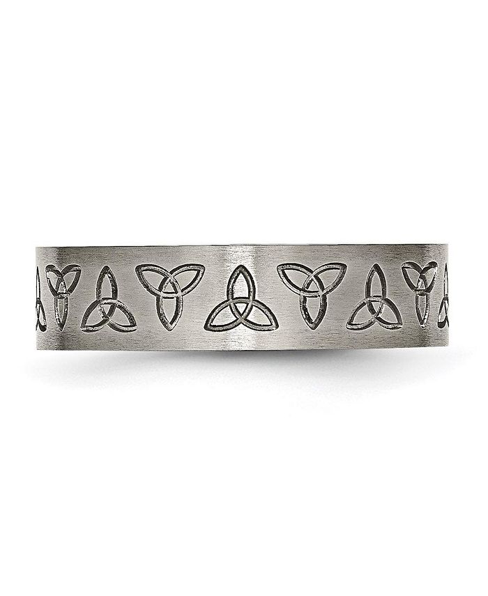 Chisel Titanium Brushed Trinity Symbol Flat Wedding Band Ring - Macy's