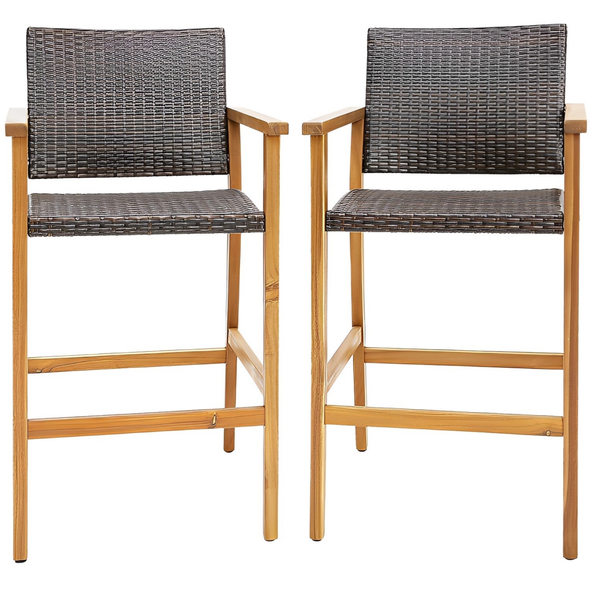 Click here for Sugift Set of 2 Pe Wicker Patio Bar Chairs with Ac... prices