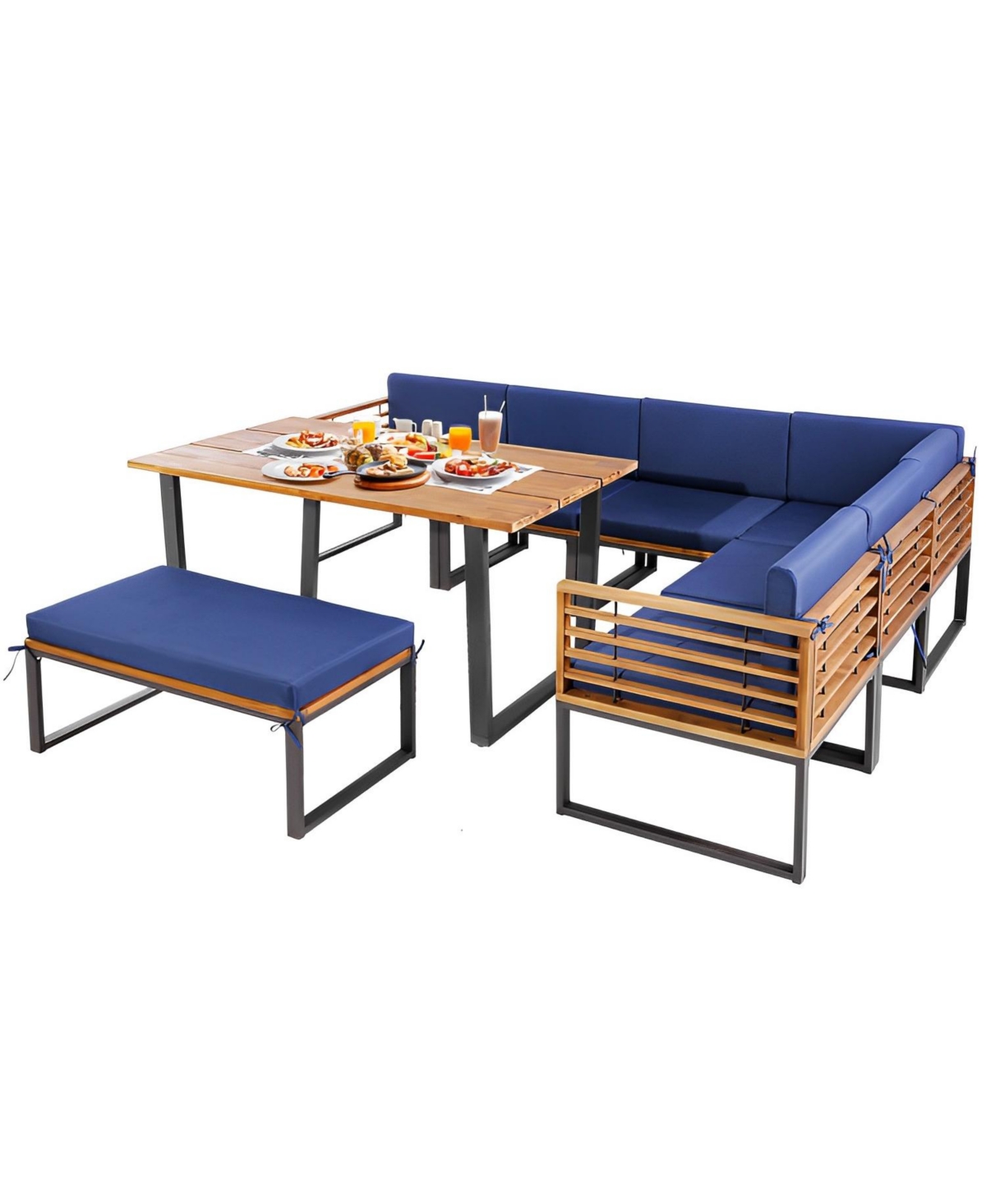 Click here for Sugift 8 Pieces Patio Acacia Wood Dining Table Set... prices