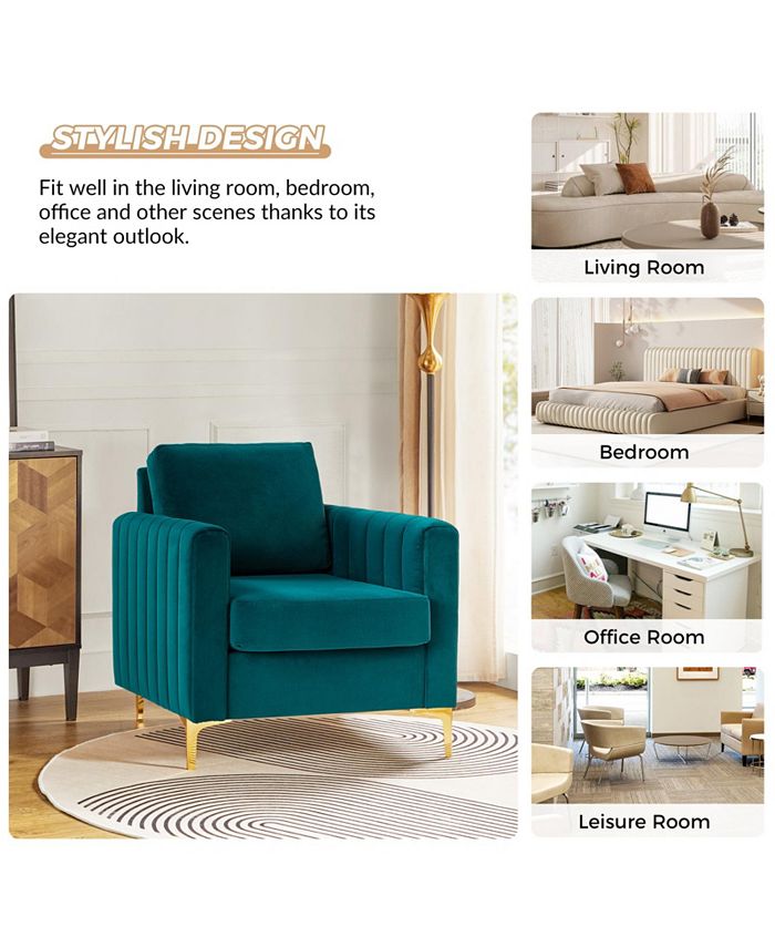 Hulala Home Velvet Tufted Arm Chair With Cushion back - Macy's