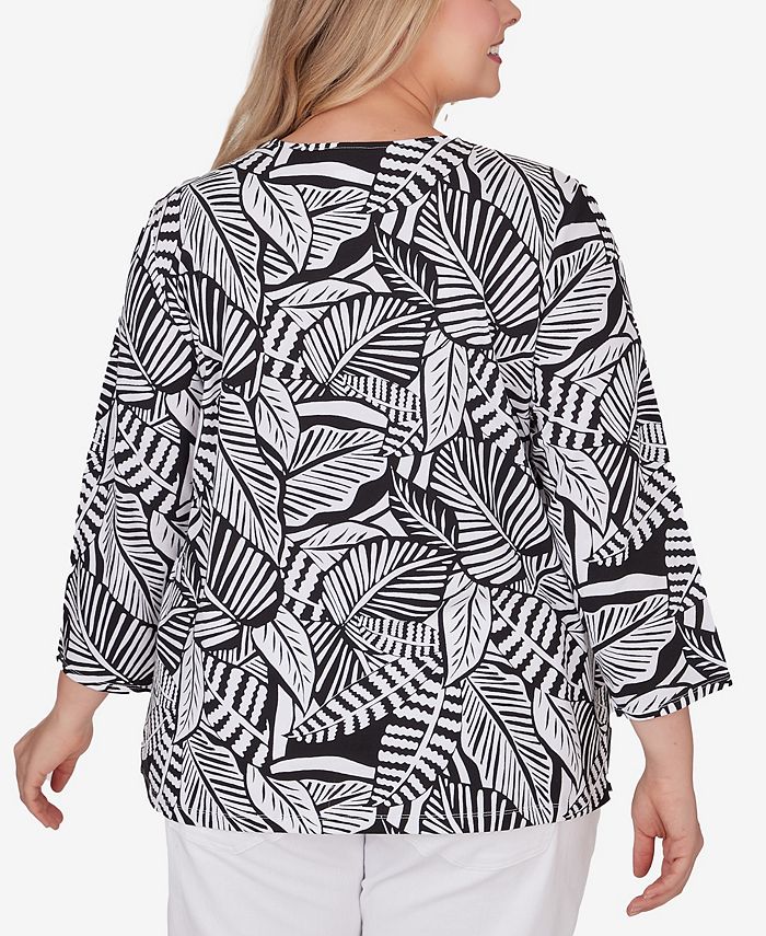 Ruby Rd. Plus Size Tropical Leaf Print Top - Macy's