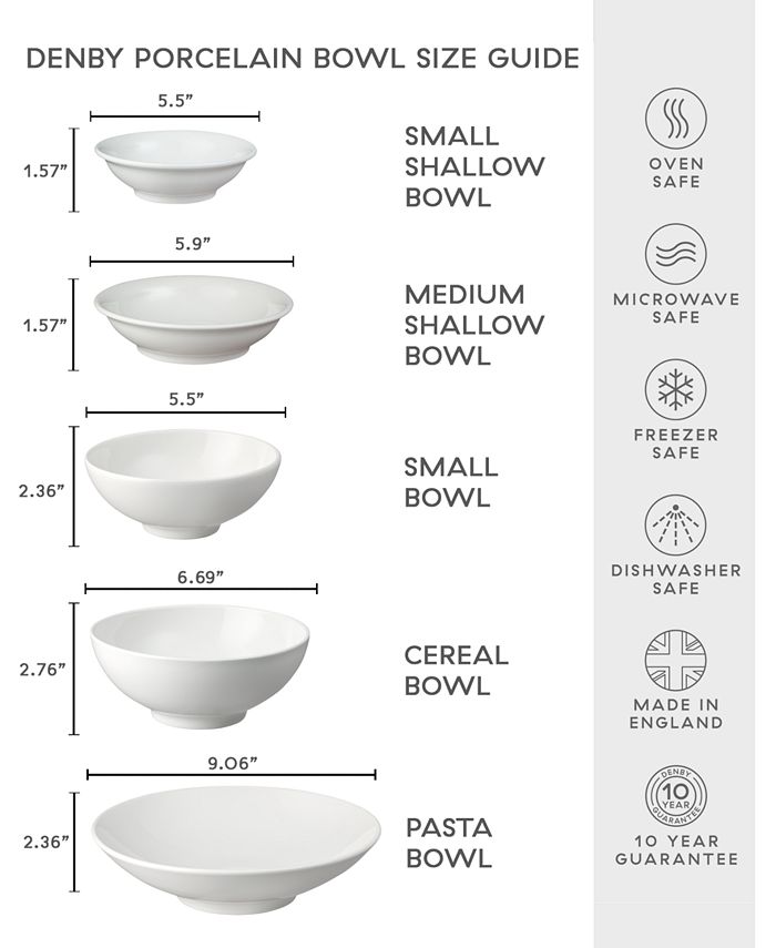 Denby Classic White Porcelain Pasta Bowls, Set of 4 - Macy's