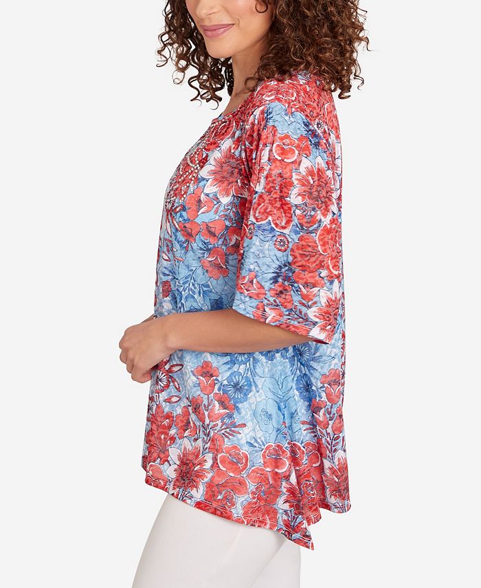 Ruby Rd. Petite Burnout Sublimation Mirrored Top - Macy's