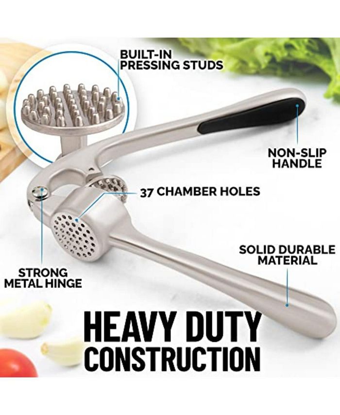 Zulay Kitchen Garlic Press and Peeler Set With Silicone Peeler & Brush ...