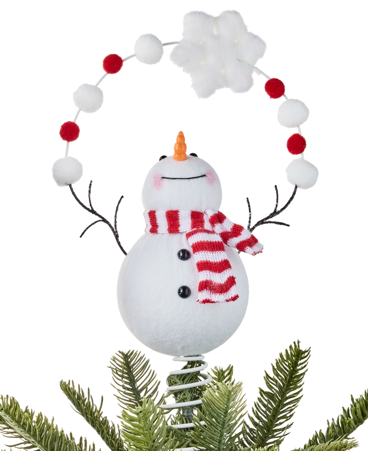 Holiday Lane Christmas Cheer White and Red Snowman & Wreath Tree Topper ...