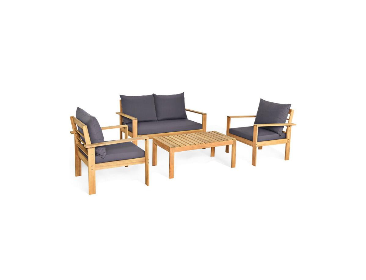 Click here for Slickblue Outdoor 4 Pieces Acacia Wood Chat Set wi... prices