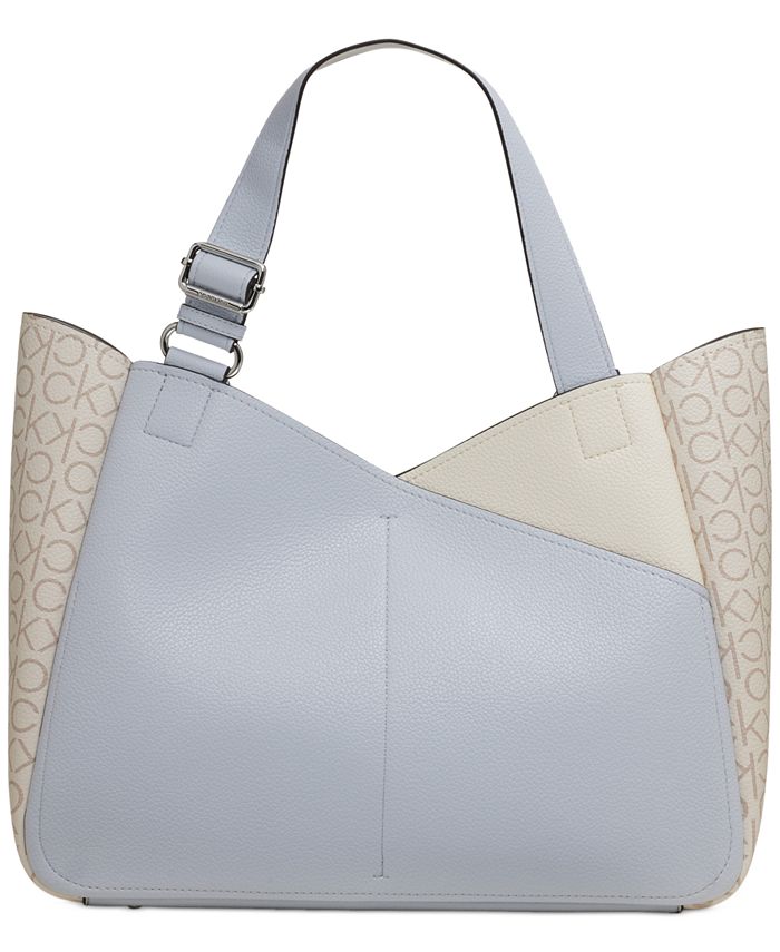 Calvin Klein Zoe Large Colorblock Monogram Tote - Macy's