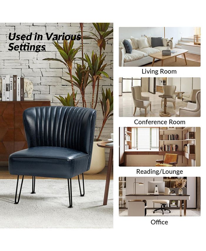 Hulala Home Annabella Mid Century Modern Leather Side Chair - Macy's