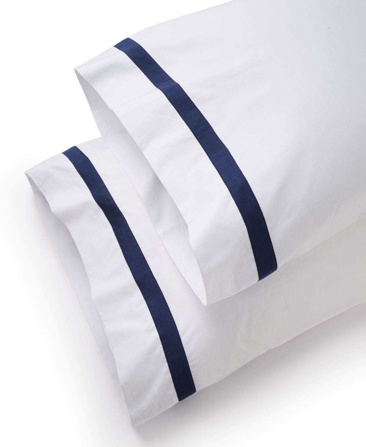 Sferra Estate Woven Cotton Pillowcase Pair  King - White/Navy