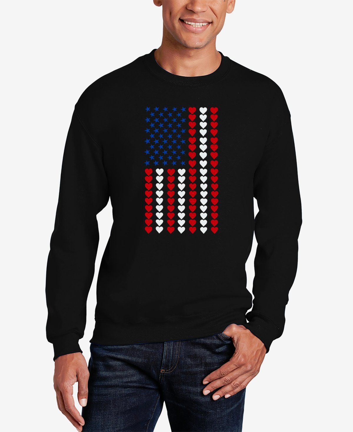 Click here for La Pop Art Heart Flag - Mens Word Art Crewneck Swe... prices
