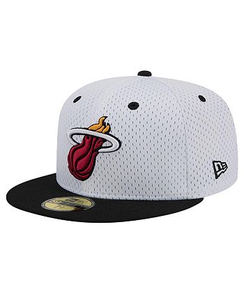New Era Men's White/Black Miami Heat Throwback 2Tone 59Fifty Fitted Hat ...
