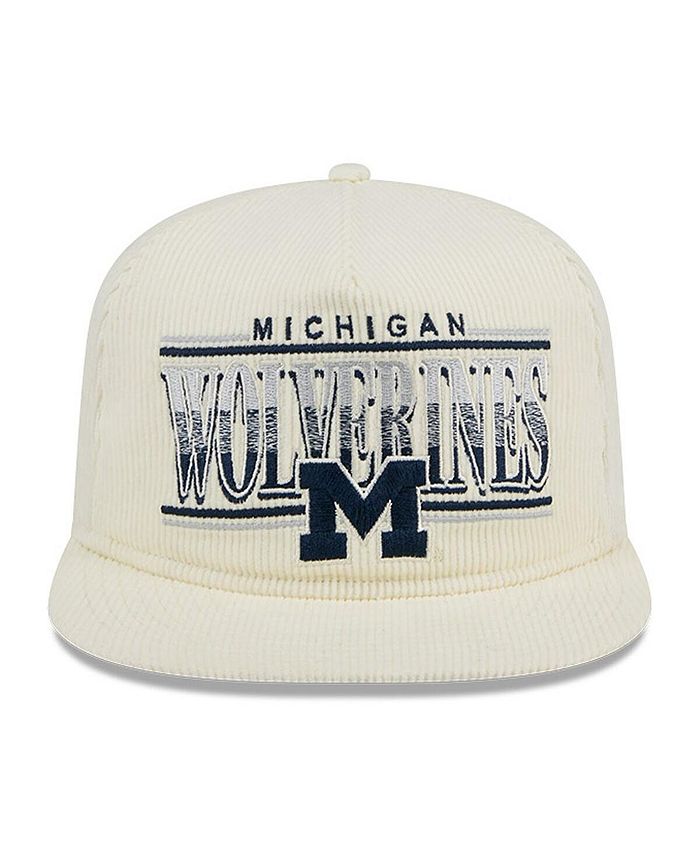 New Era Men's White Michigan Wolverines Throwback Golfer Corduroy ...