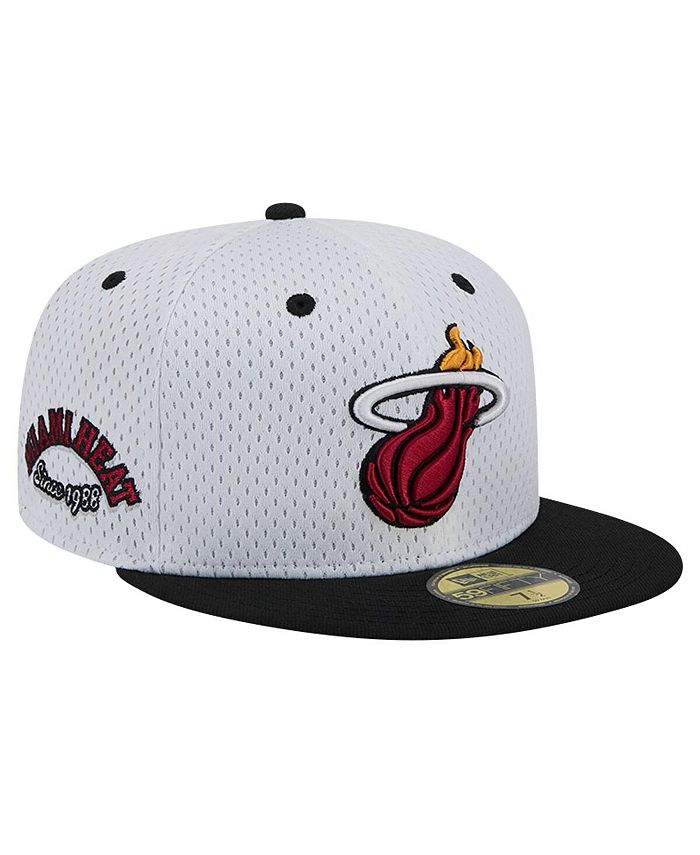 New Era Men's White/Black Miami Heat Throwback 2Tone 59Fifty Fitted Hat ...