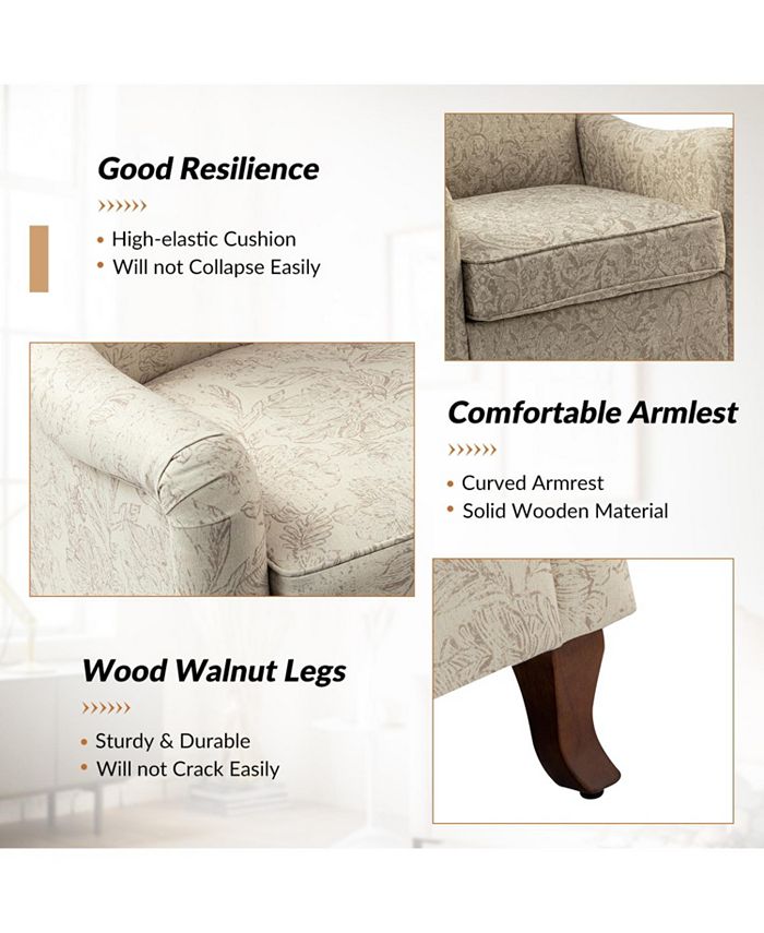 Hulala Home Ewert Comfy Floral Fabric Pattern Armchair with Wingback Design - Macy's