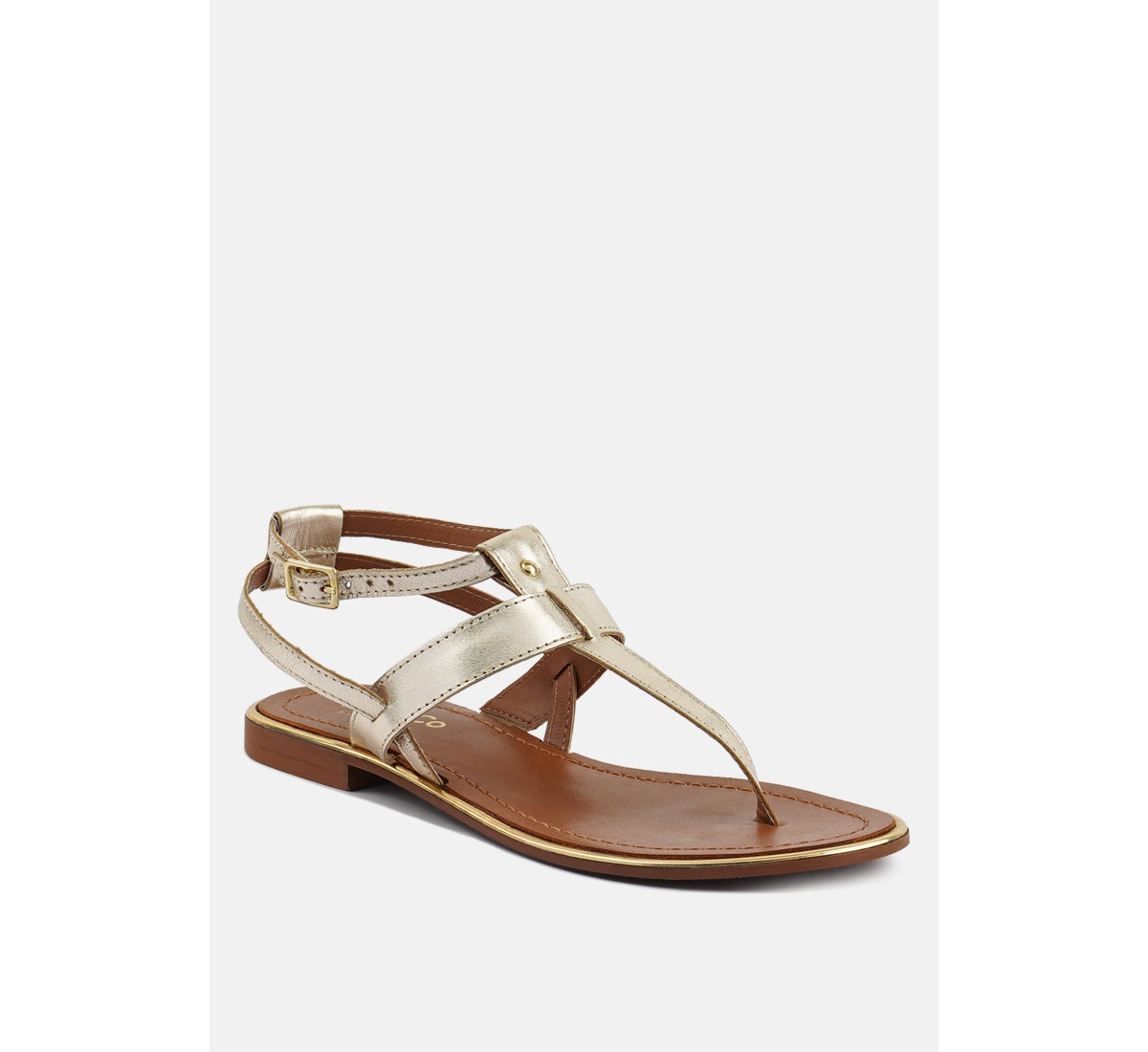 Click here for Irene Black Flat Thong Sandals - Gold prices