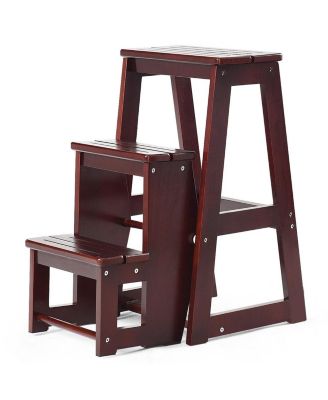 Slickblue Folding Multi-functional 3-tier Ladder Wood Step Stool - Macy's