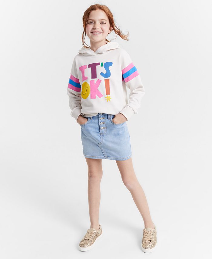 Epic Threads Girls It's Okay Graphic Hoodie, Bloom Denim Skort & Nia ...