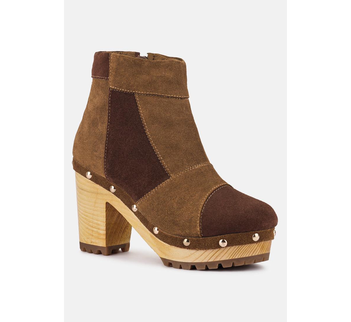 Click here for Huron Womens Fine Suede Patchwork Ankle Boots - Ta... prices