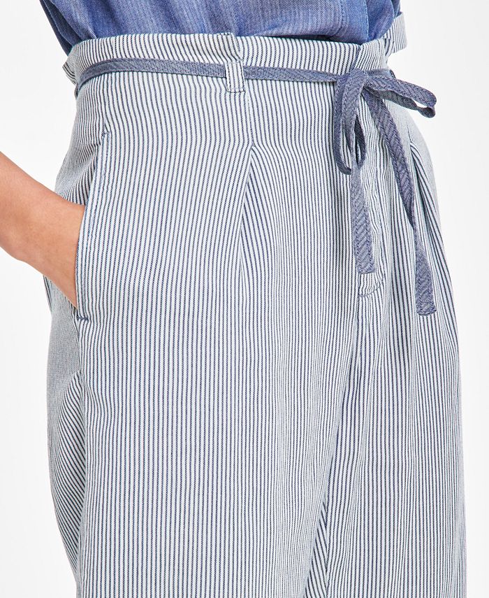 Tommy Hilfiger Women's Cotton High-Rise Tie Pants - Macy's