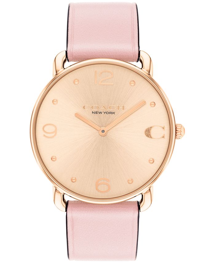 COACH Women's Elliot Pink Leather Watch 36mm - Macy's