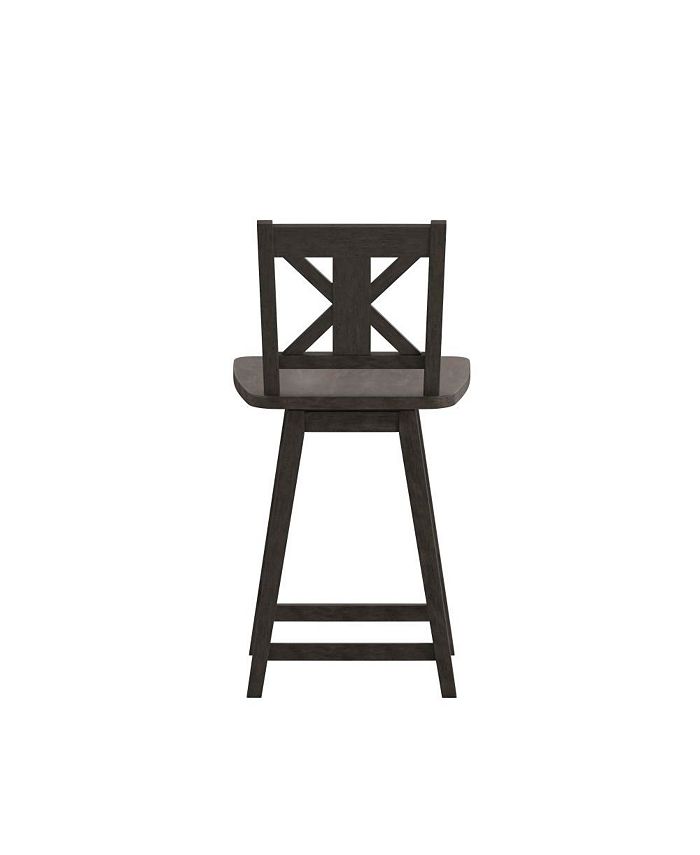 EMMA+OLIVER Luther Wooden Modern Farmhouse Swivel Dining Stool With ...