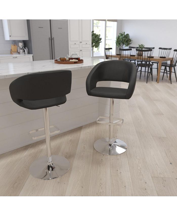 MERRICK LANE Rothko Modern Bar Stool Rounded Mid-Back Stool With Height ...