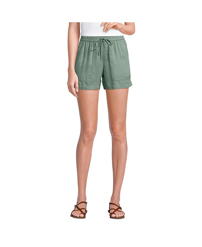 Lands' End Women's High Rise Drawstring 5" TENCEL Fiber Shorts - Macy's