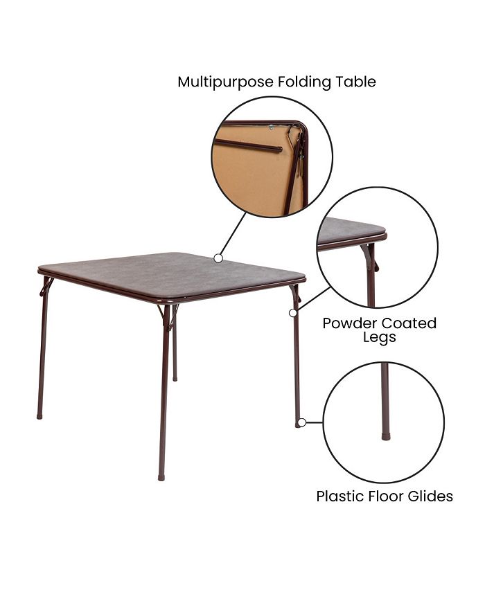 EMMA+OLIVER Foldable Card Table With Vinyl Table Top - Game Table ...