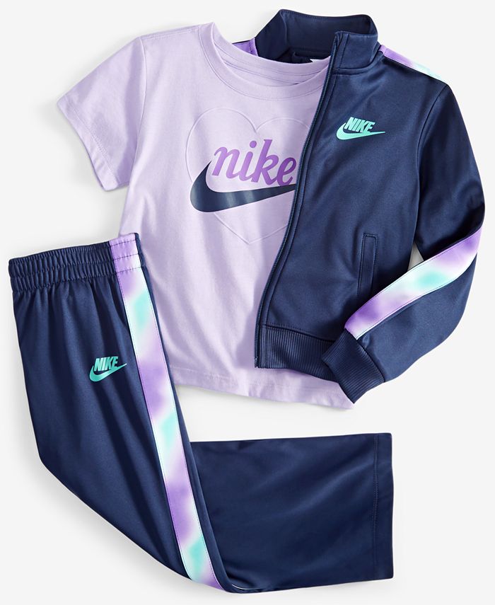 Nike Little Girls Solarized Tricot Track Jacket & Pants, 2 Piece Set ...