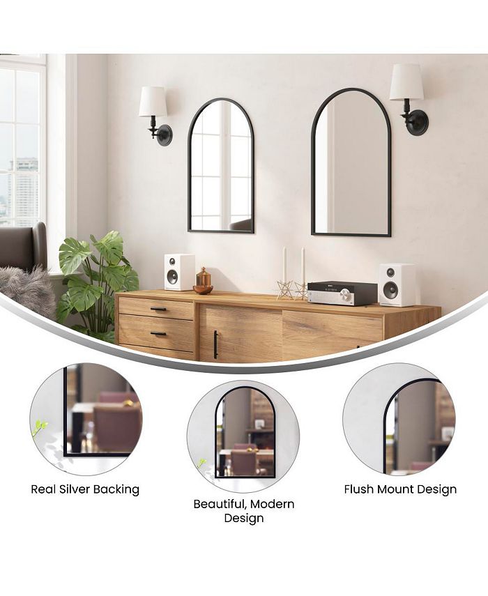 MERRICK LANE Muriel Arched Metal Framed Wall Mirror For Entryways ...