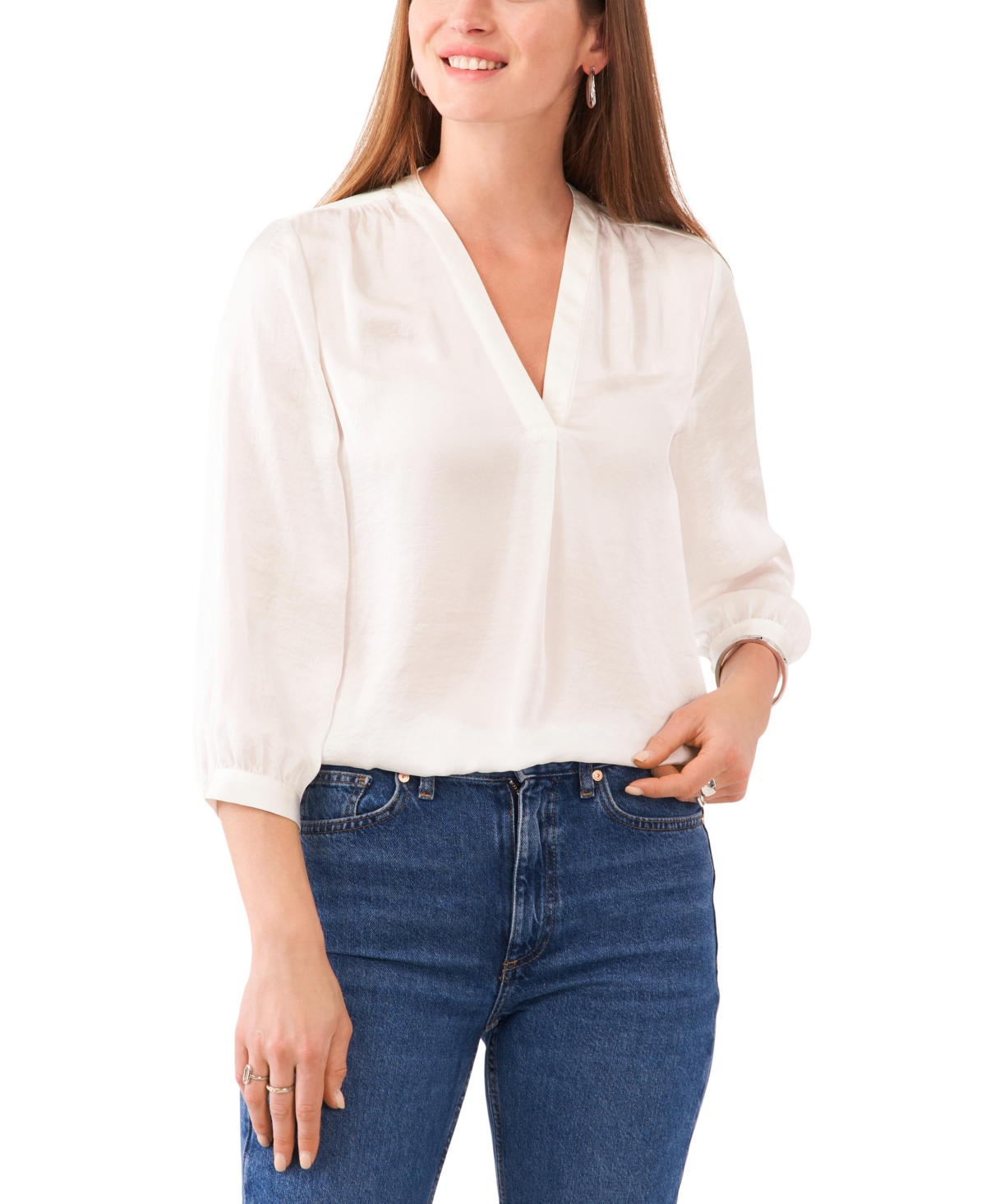 Click here for Vince Camuto Womens V-Neck 3/4-Sleeve Blouse - New... prices