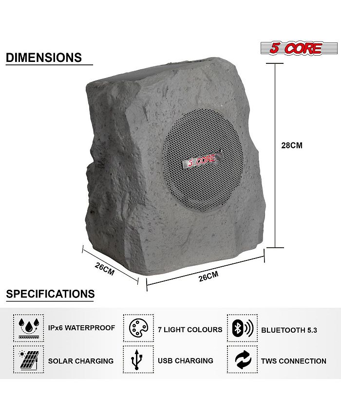 5 Core Outdoor Speakers Bluetooth Waterproof Linkable TWS 10W RMS Pool ...