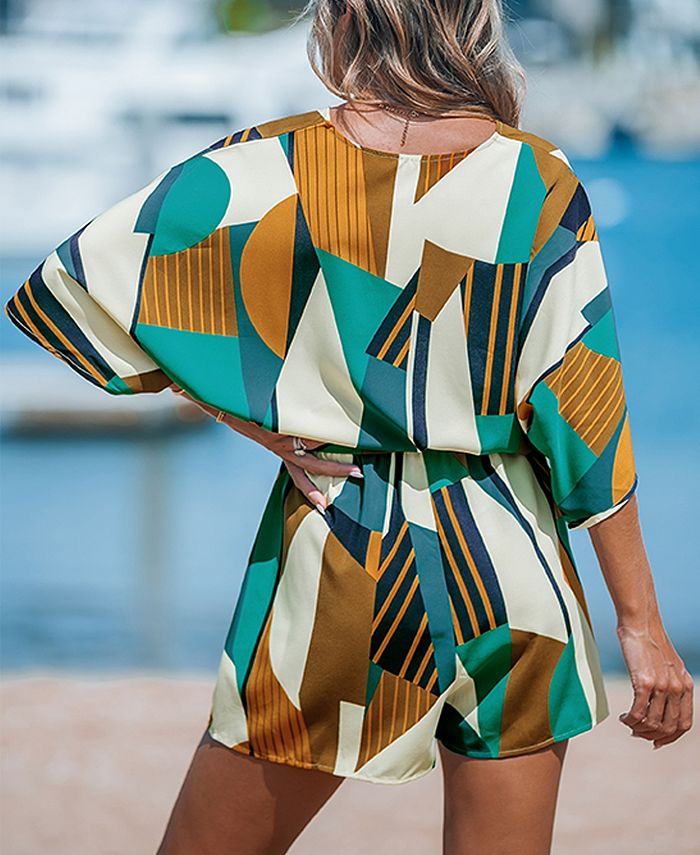 CUPSHE Women's Abstract Geo Dolman Straight Leg Romper - Macy's