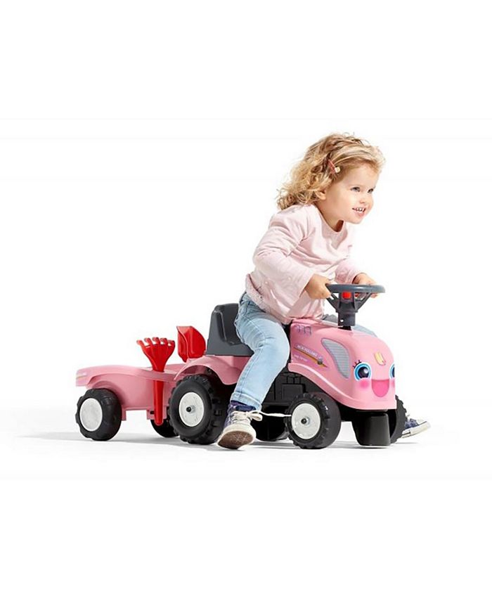 Falk New Holland Girl's Pink Ride-on Tractor with Trailer and Tools ...