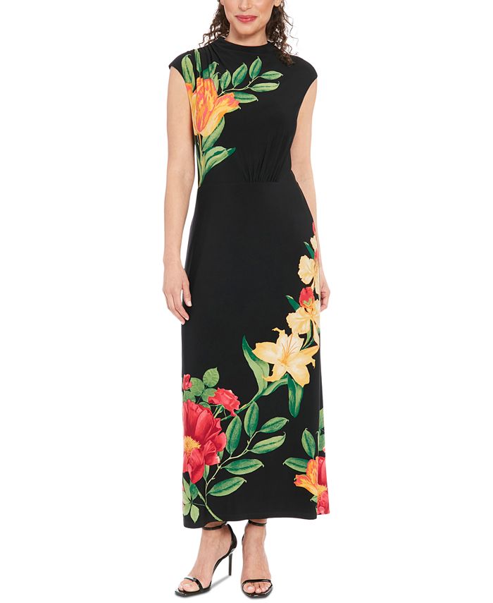 London Times Womens Mock Neck Extended Shoulder Dress Macys