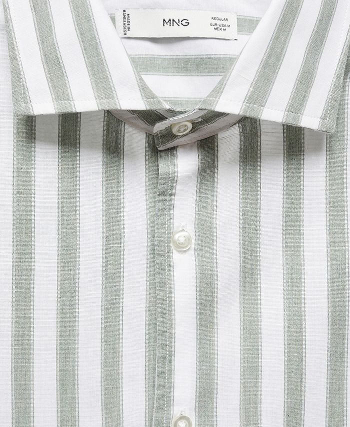 MANGO Men's Regular Fit Striped Cotton Shirt - Macy's