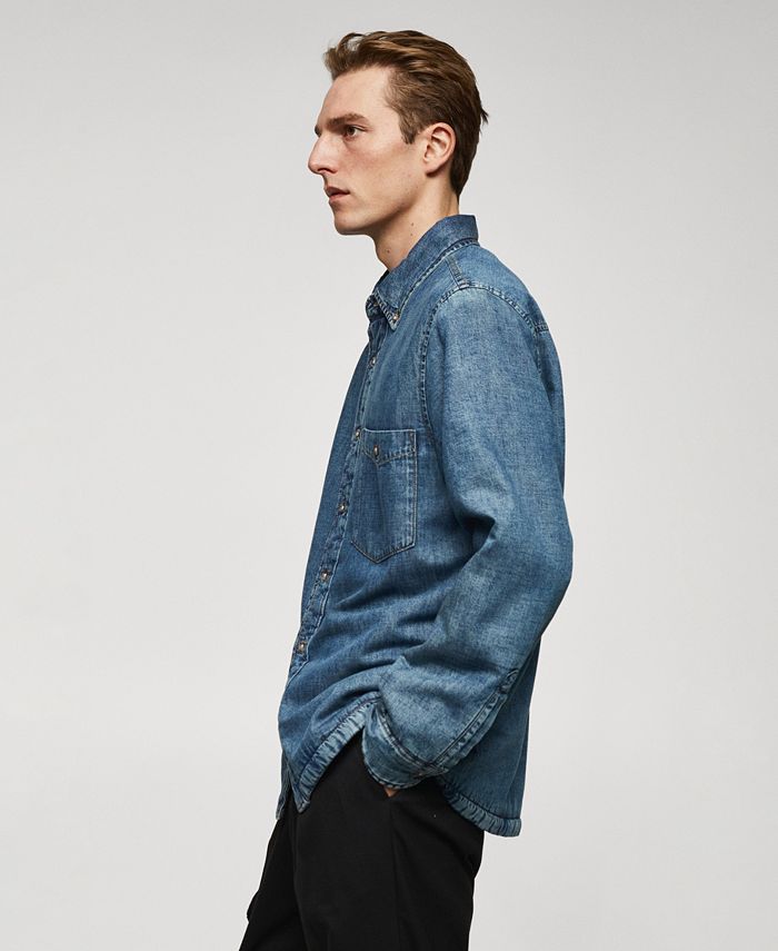 MANGO Men's Quilted Denim Overshirt - Macy's