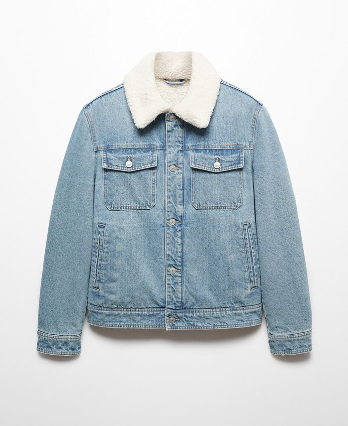 MANGO Men's Shearling Denim Jacket - Macy's