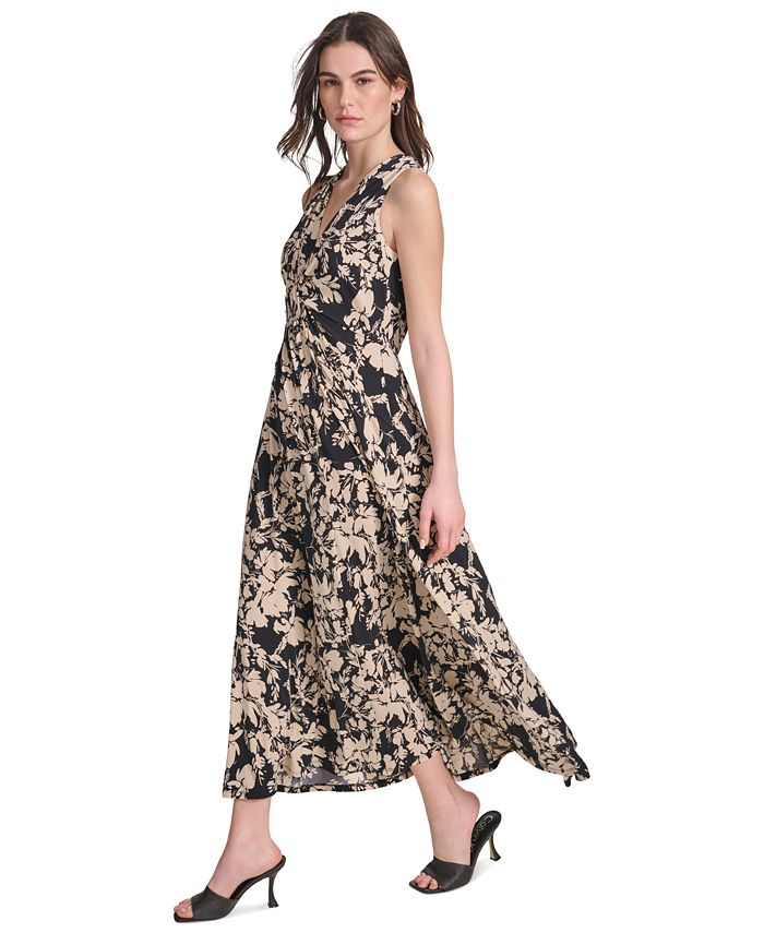 Calvin Klein Women's Printed V-Neck Sleeveless Maxi Dress - Macy's