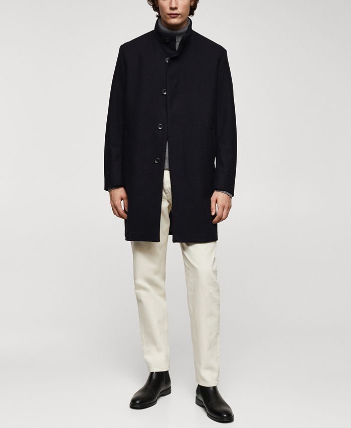 MANGO Men's Wool Funnel Neck Coat - Macy's