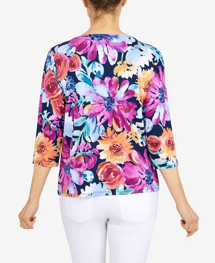 Alfred Dunner Women's Floral Splash Double Strap Top - Macy's