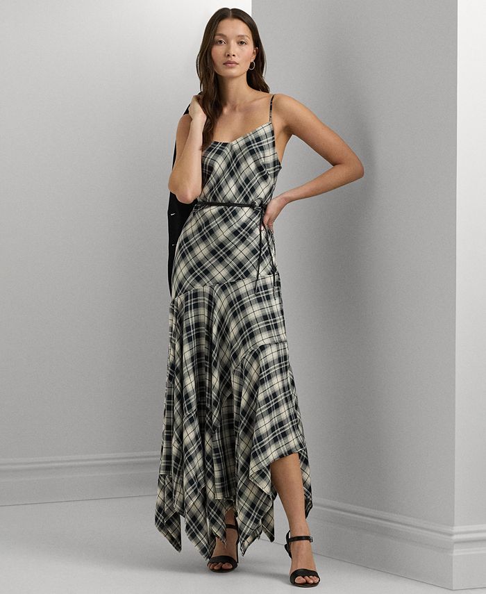 Lauren Ralph Lauren Women's Belted Plaid A-Line Dress - Macy's