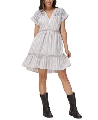 Frye Women's Striped Lace-Trim Babydoll Dress - Macy's