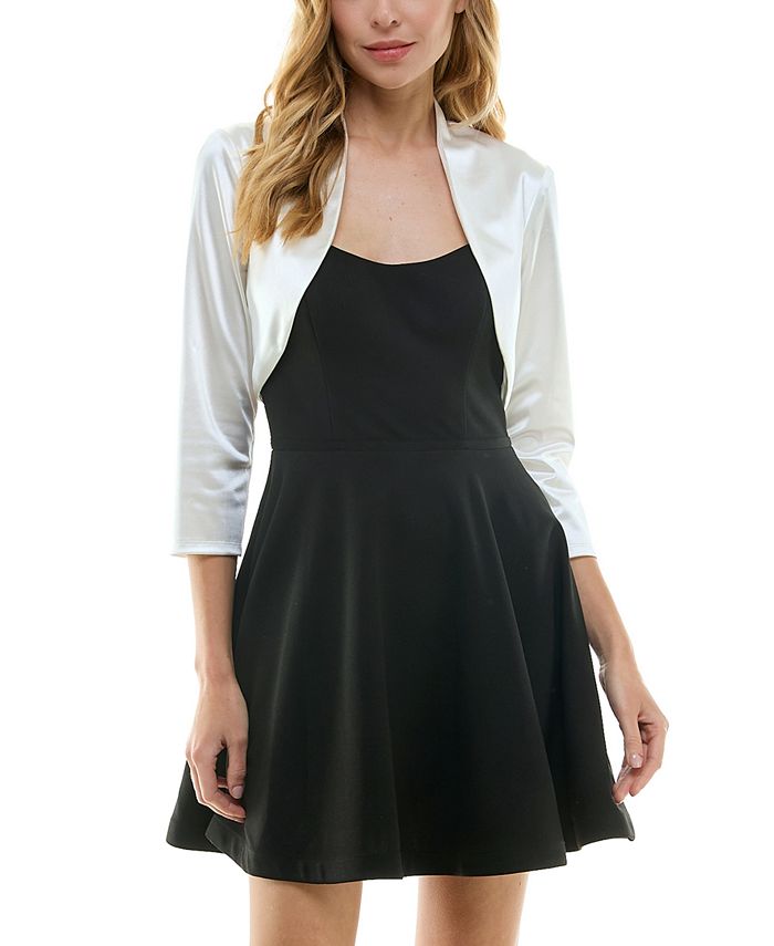 City Studios Juniors' Satin Open-Front Shrug - Macy's