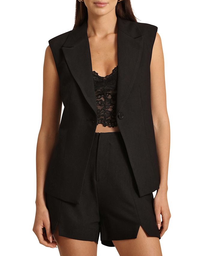 Avec Les Filles Women's Cutaway One-Button Vest - Macy's